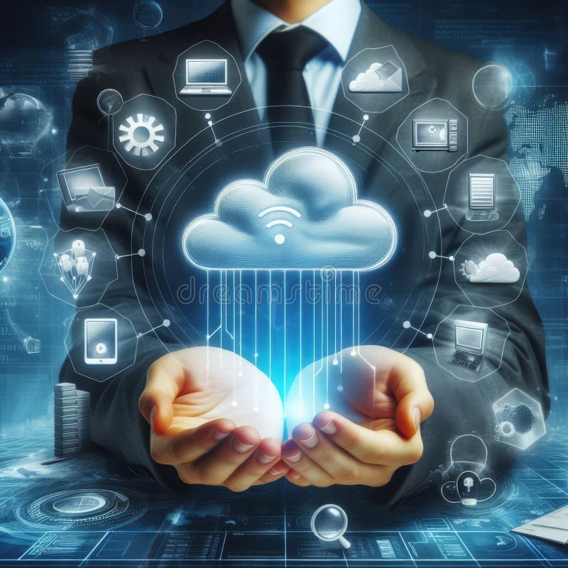 Cloud Computing Technology Concept. 3d Rendering Toned Image Double ...