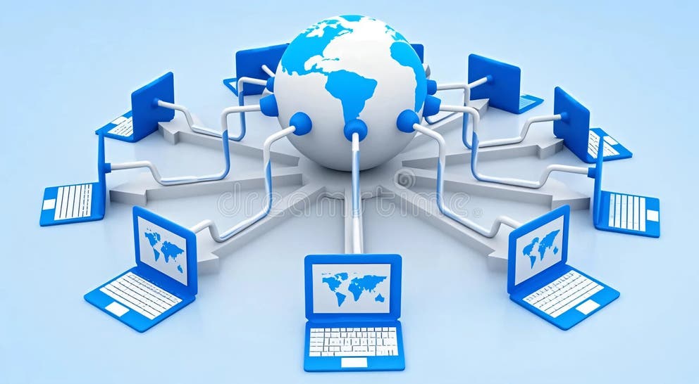 Cloud Computing and Networking Device Network 3D Illustration ...