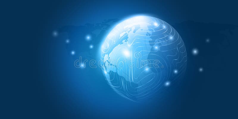 Cloud Computing and Networks Concept with Earth Globe - Abstract Global ...