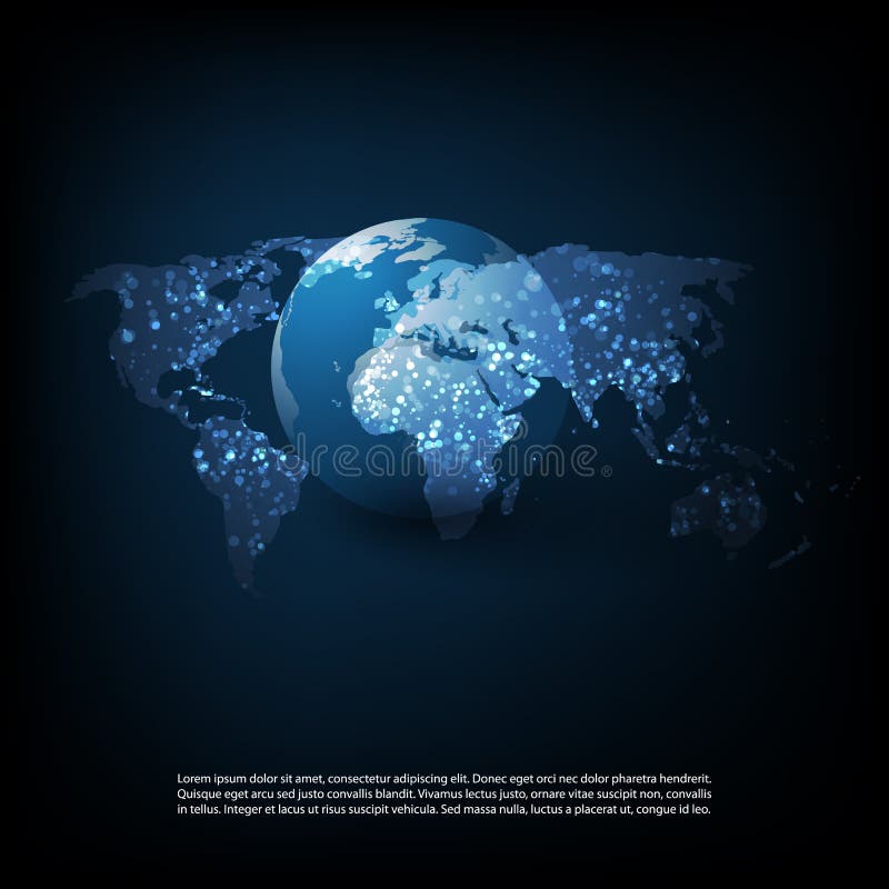 Cloud Computing and Networks Concept with Earth Globe and World Map ...