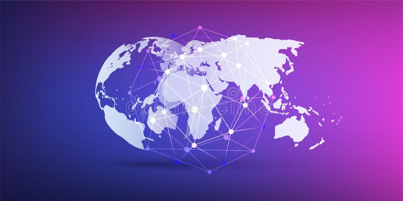 Cloud Computing and Networks Concept, World Map and Network Mesh on ...