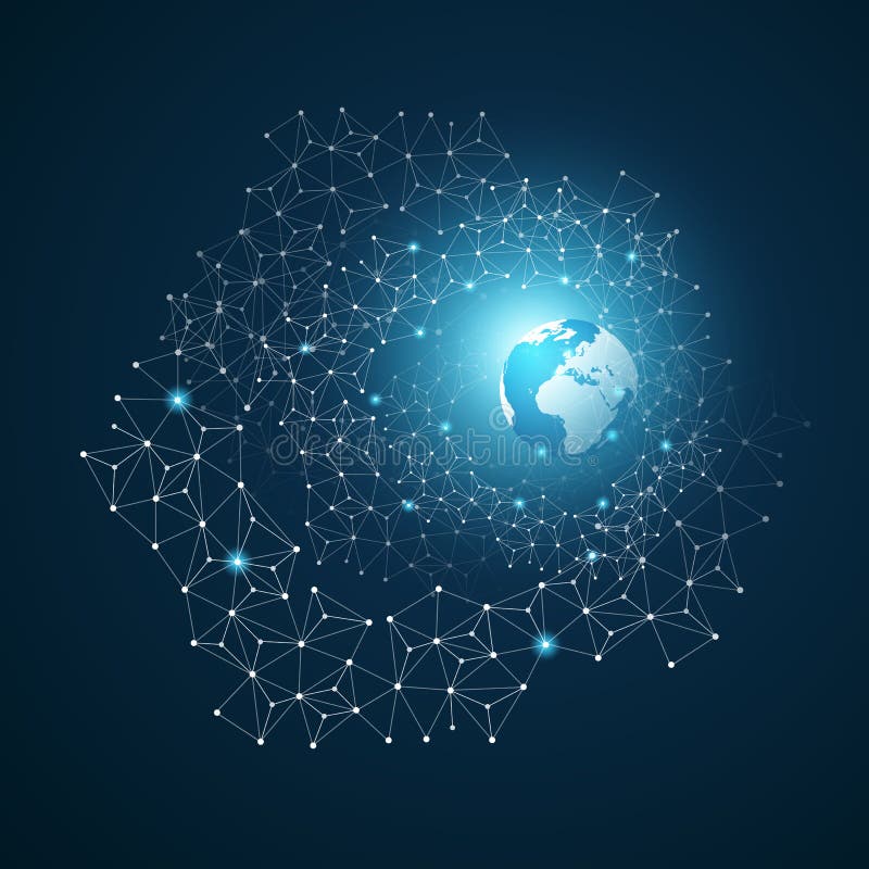Cloud Computing and Networks with Globe - Abstract Global Digital Network Connections ...