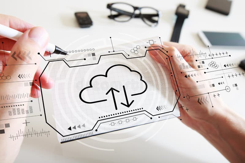 Cloud Computing with a Notebook Stock Photo - Image of note, workplace ...