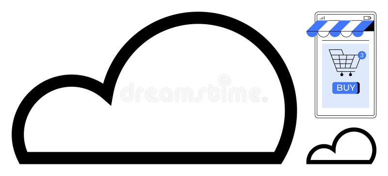 Cloud Computing with Online Shopping Concept Featuring Smartphone Cart ...