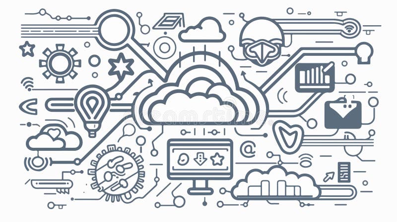 Cloud Computing Outline Icons Set for Technology Concepts and it ...