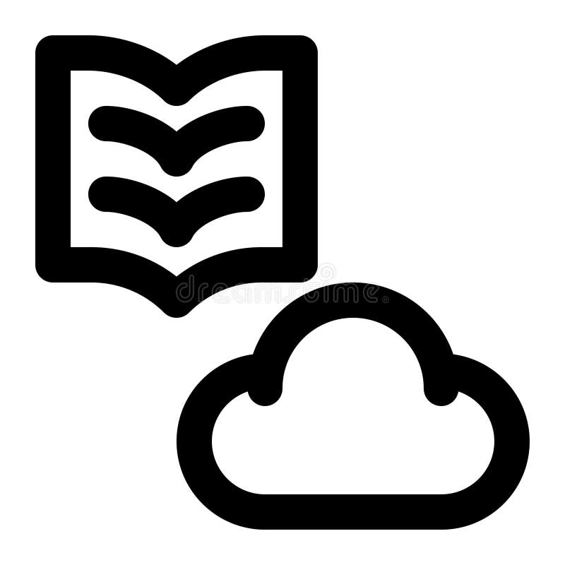 Cloud Library, Cloud Book, Cloud Computing Outline Icon Stock ...