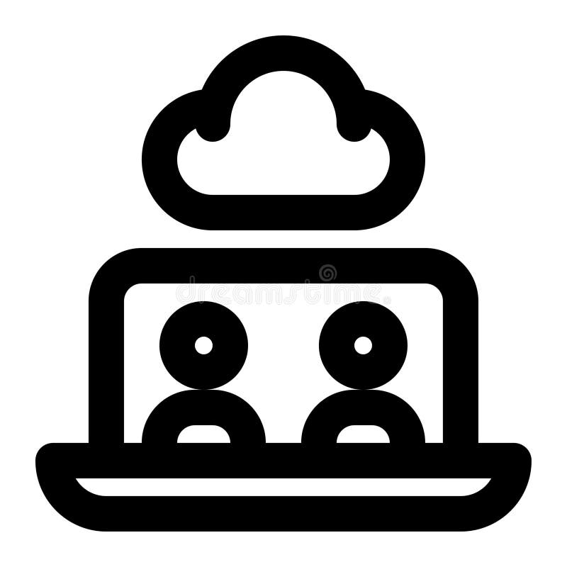 Cloud Video Conference, Cloud Online Meeting Outline Icon Stock Image ...
