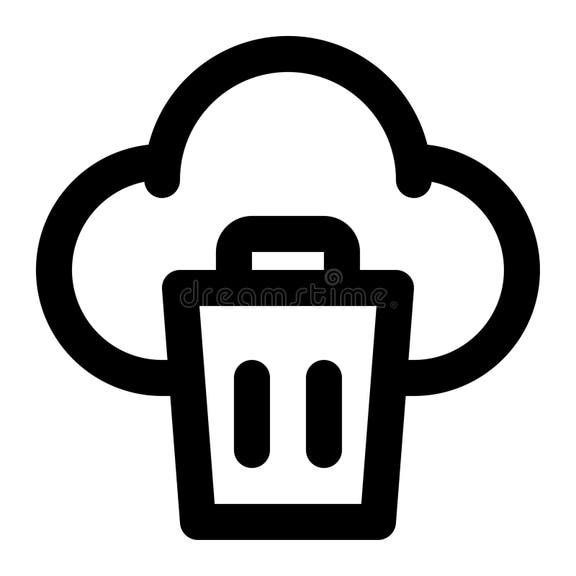 Cloud Delete, Cloud Recycle Bin, Trash Outline Icon Stock Illustration - Illustration of ...