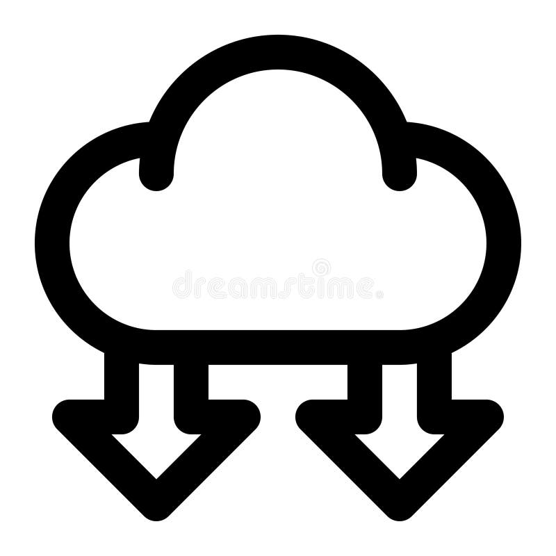 Cloud Download, Cloud Arrow, Cloud Migration Outline Icon Stock ...