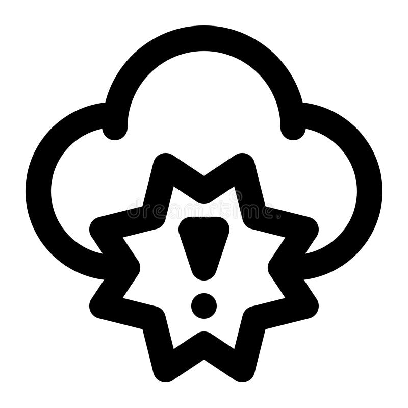 Cloud Error, Cloud Exclamation, Cloud Warning Outline Icon Stock ...