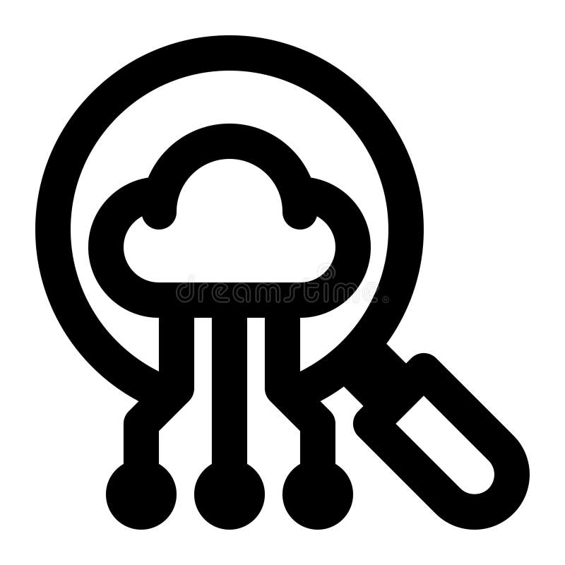 Cloud Monitoring, Cloud Search, Research Analysis Outline Icon Stock Image - Illustration of ...
