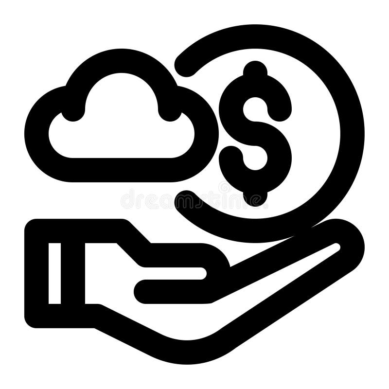 Cloud Payroll, Cloud Payment, Cloud Cost Outline Icon Stock ...