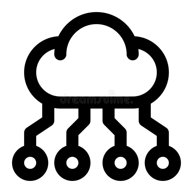 Cloud Technology, Cloud System, Cloud Computing Outline Icon Stock ...