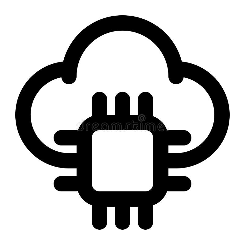 Cloud Computing, Cloud Service, Processor Outline Icon Stock ...