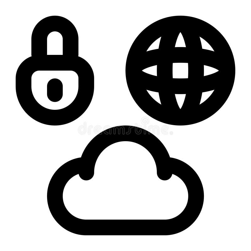 Hybrid Cloud, Cloud Computing, Cloud Security Outline Icon Stock Image - Illustration of service ...