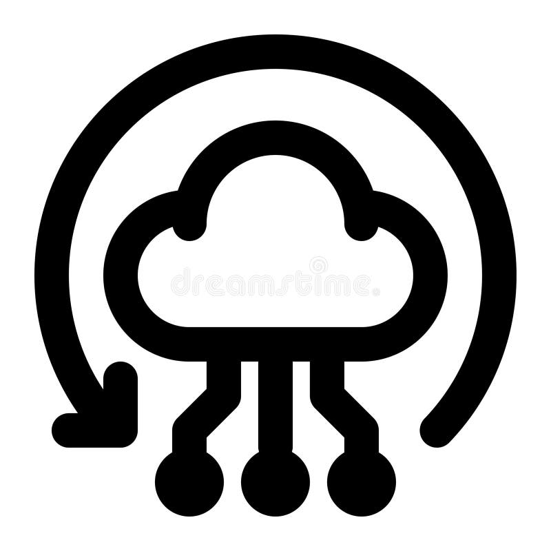 Cloud Automation, Cloud Backup, Cloud Recovery Outline Icon Stock Photo - Illustration of mobile ...