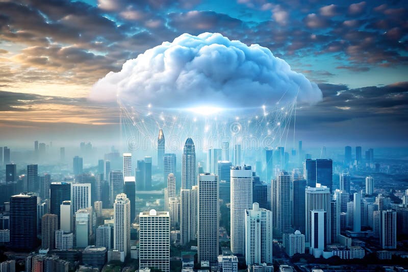 Cloud Computing Over Modern Cityscape - Technology and Urbanization ...