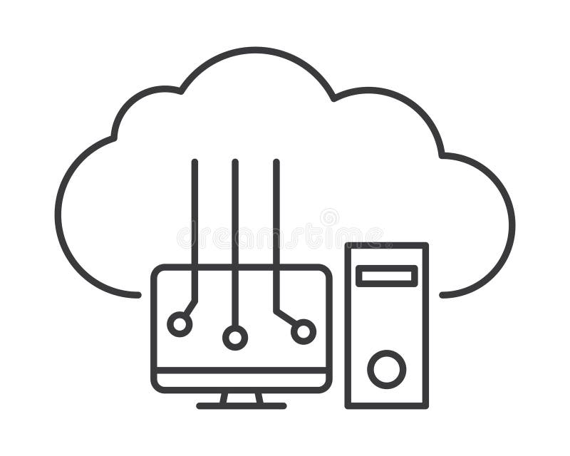 Cloud computing with pc stock vector. Illustration of pictogram - 272586981
