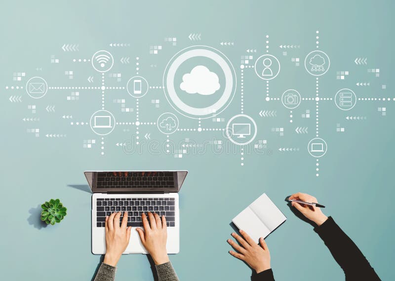 Cloud Computing with People Working Together Stock Image - Image of ...