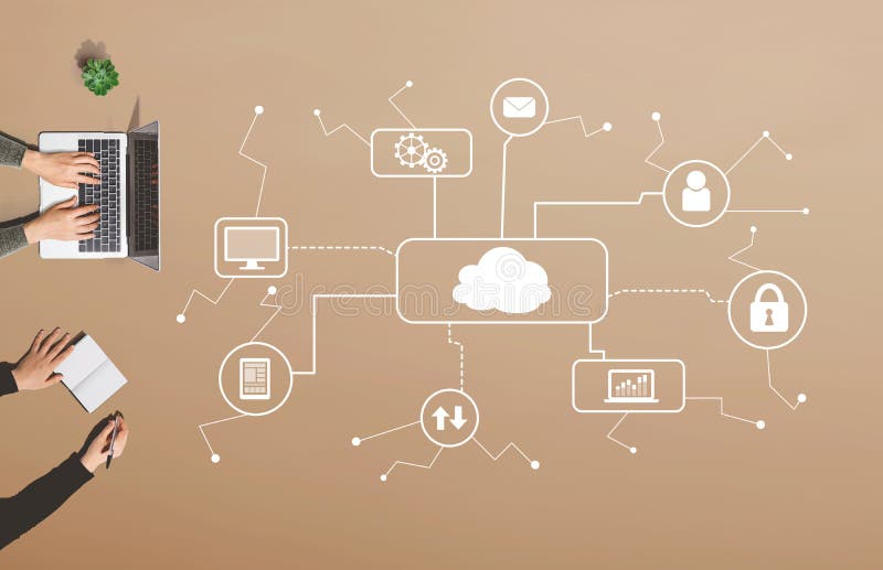 Cloud Computing with People Working Together Stock Image - Image of ...