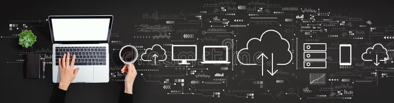 Cloud Computing with Person Using Laptop Computer Stock Image - Image ...