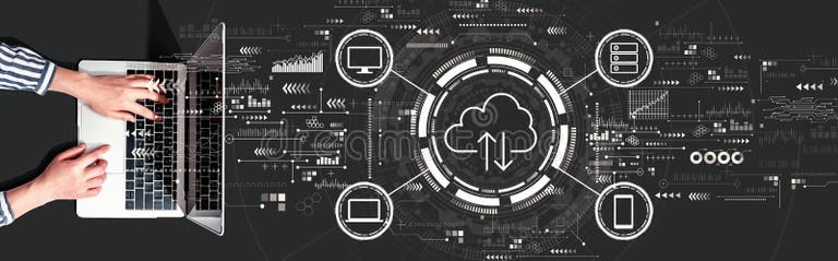 Cloud Computing with Person Using a Laptop Stock Photo - Image of ...