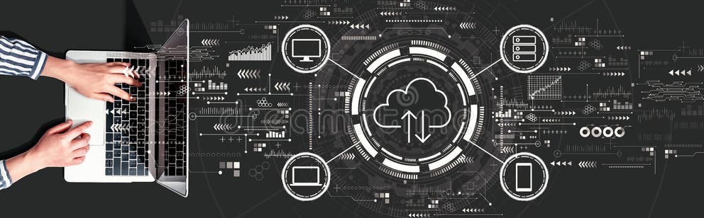 Cloud Computing with Person Using a Laptop Stock Photo - Image of ...