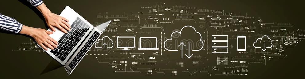 Cloud Computing with Person Using Laptop Editorial Photo - Image of ...