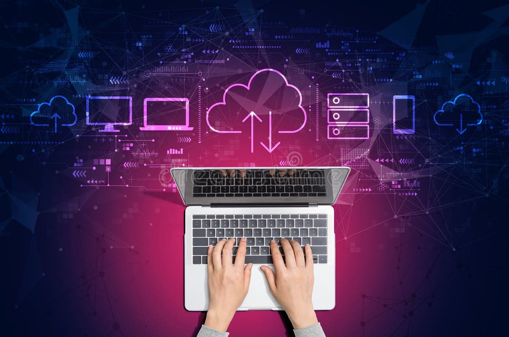 Cloud Computing with Person Using Laptop Stock Photo - Image of network ...