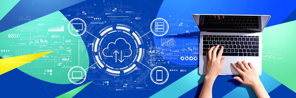 Cloud Computing with Person Using a Laptop Stock Image - Image of cyber ...