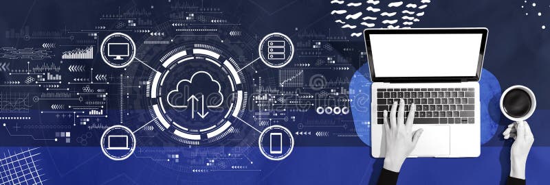 Cloud Computing with Person Using a Laptop Stock Image - Image of ...