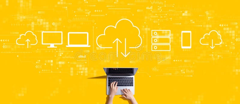 Cloud Computing with Person Working with Laptop Stock Image - Image of ...