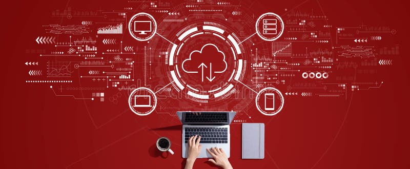 Cloud Computing with Person Working with Laptop Stock Image - Image of ...