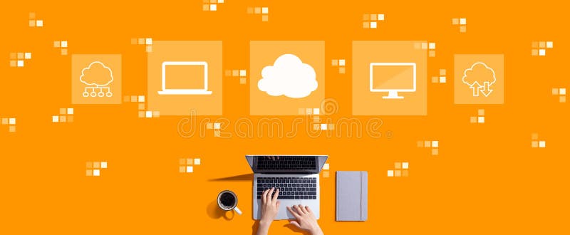 Cloud Computing with Person Working with Laptop Stock Photo - Image of ...
