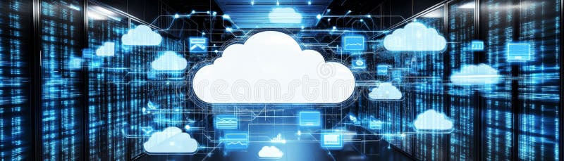 Cloud Computing Powerhouse, Server Room with Advanced Data Storage and ...