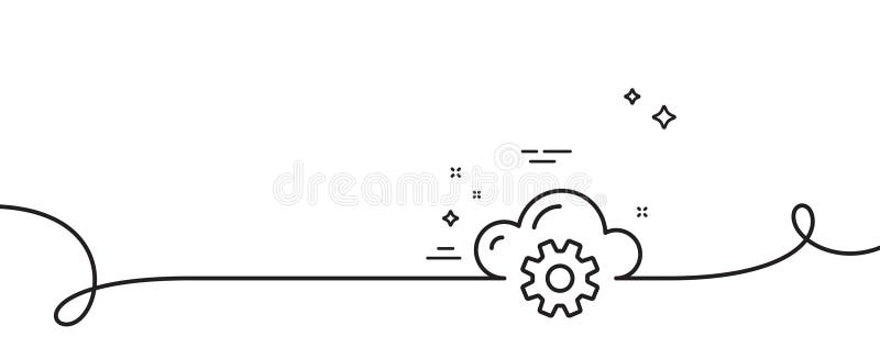 Cloud Computing Process Line Icon. Internet Data Storage Sign. Continuous Line with Curl. Vector ...