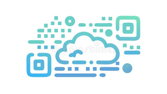 Cloud Computing with QR Codes, Digital Information Network, Vector ...