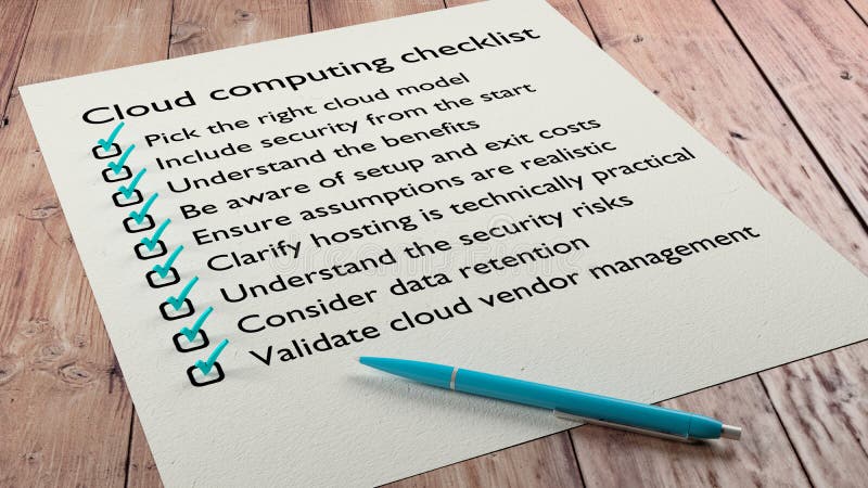 Cloud Computing Readiness Checklist Paper and Pen Stock Illustration - Illustration of ...