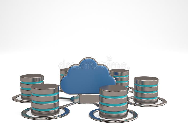 Cloud Computing and Remote Data Storage Concept Blue Glossy Cloud and ...