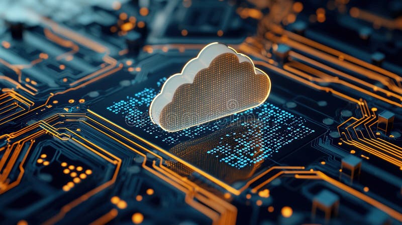 Cloud Computing Representation with Circuit Board Design Showcasing ...