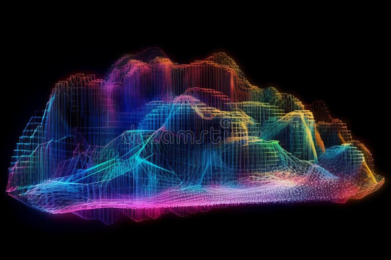Cloud Computing Revamps Data Analysis: Futuristic Neon Cloud Visualizatio Stock Photo - Image of ...