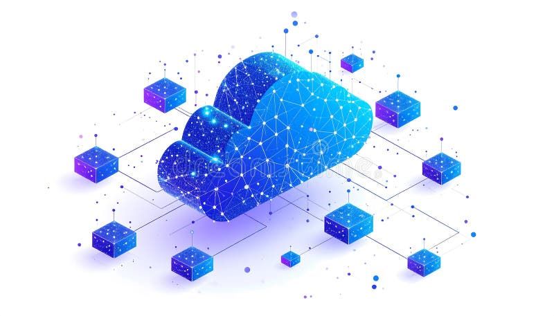 Cloud Computing Revolution Digital Space Graphic Design Modern ...