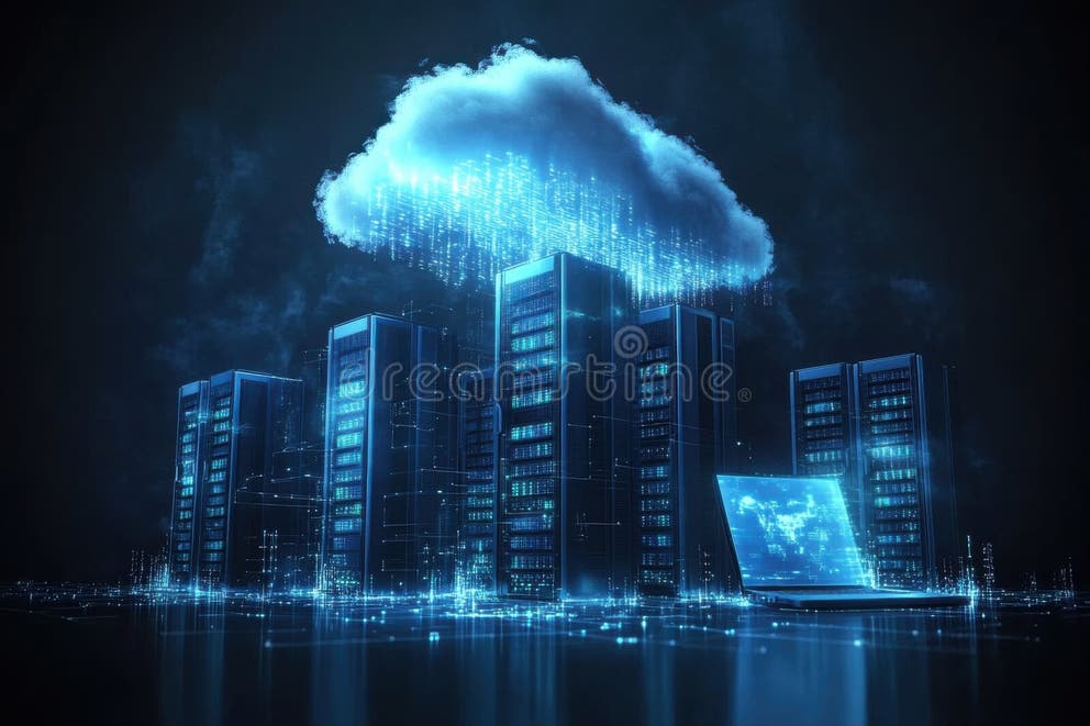 The Cloud Computing Revolution Transforming Data Storage in a Futuristic Digital Landscape Stock ...
