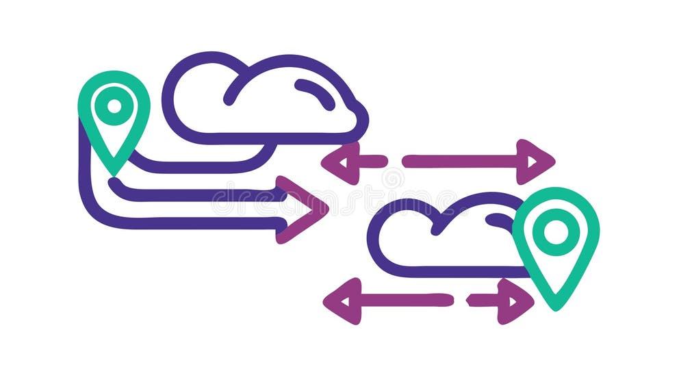 Cloud Computing Route, Abstract Data Journey, Vector Design Generative ...