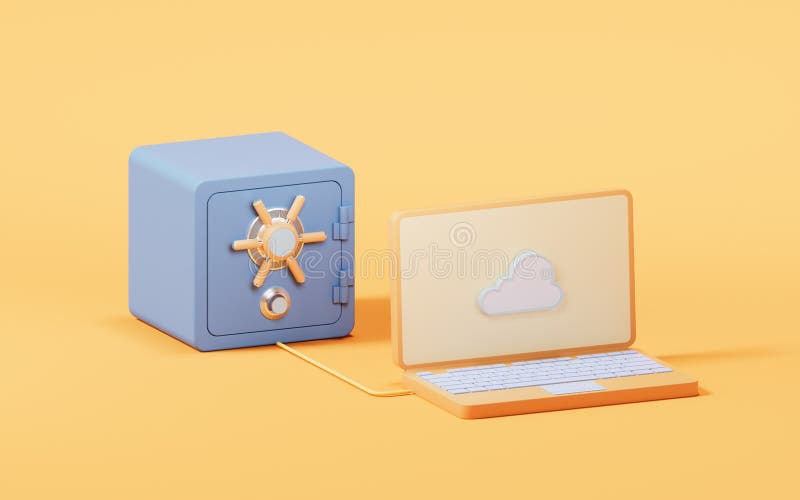 Cloud Computing with Safety Box, 3d Rendering Stock Illustration ...