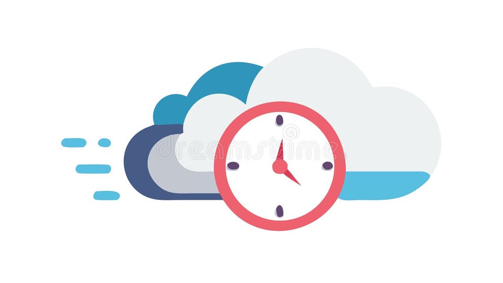 Cloud Computing Schedule: Clocks within Interconnected Clouds, Vector Design Generative AI Stock ...