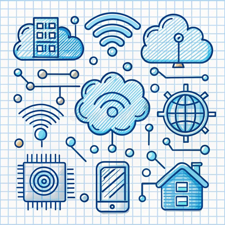Cloud Computing Schematic Drawing Stock Photo - Image of pattern ...