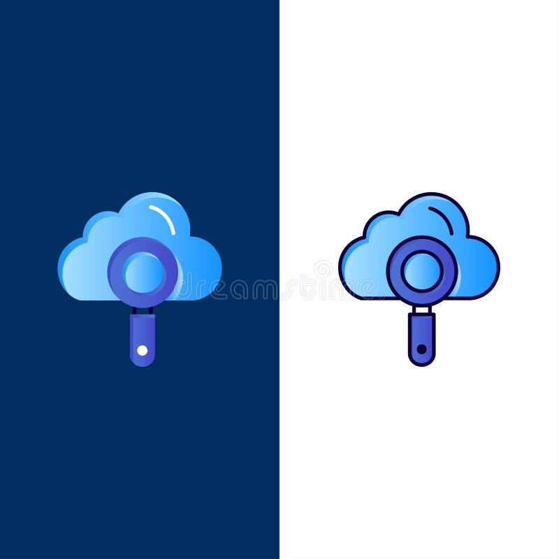 Cloud, Computing, Search, Find Icons. Flat and Line Filled Icon Set ...