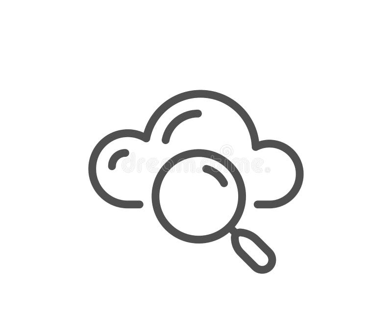 Cloud Computing Search Line Icon. Internet Data Storage Sign. Vector ...