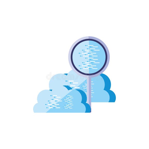 Cloud Computing with Search Magnifying Glass Stock Illustration - Illustration of system, file ...